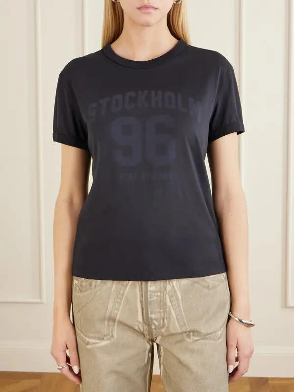 Acne Studios Etza College Printed Cotton-jersey T-shirt - Black