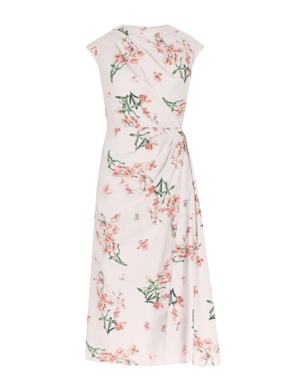 Erdem Floral Print Cotton-poplin Midi Dress - White