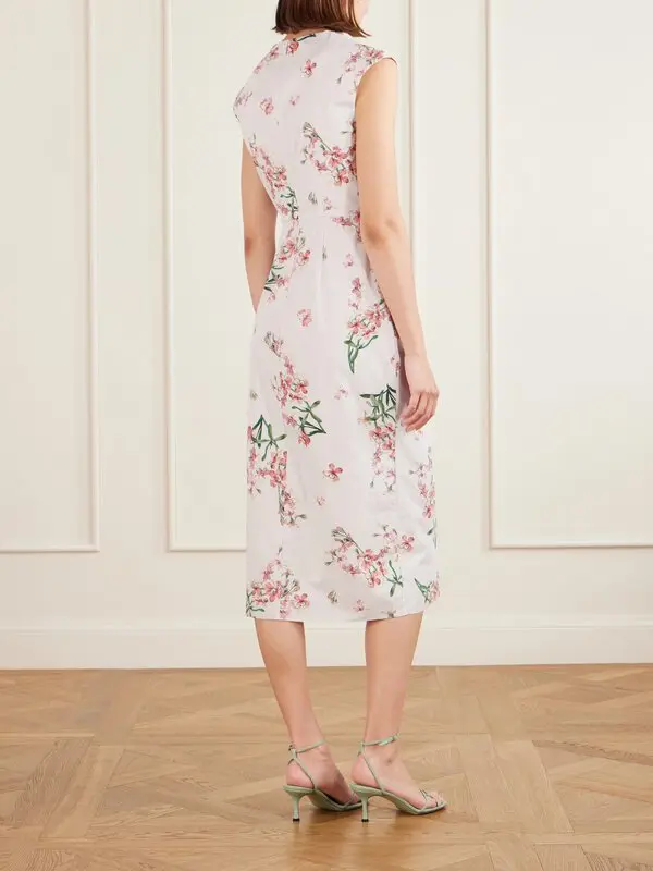 Erdem Floral Print Cotton-poplin Midi Dress - White