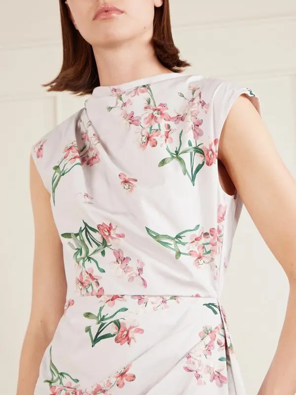 Erdem Floral Print Cotton-poplin Midi Dress - White