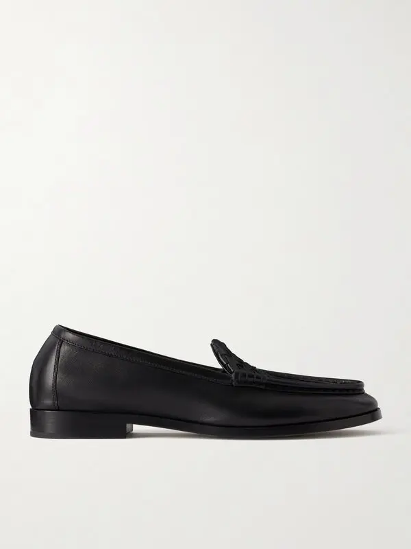 Bottega Veneta Silenzio Intrecciato Leather Loafers - Black
