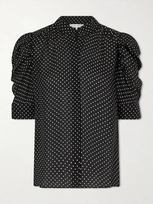 FRAME Gillian Polka-dot Silk-voile Blouse - Black