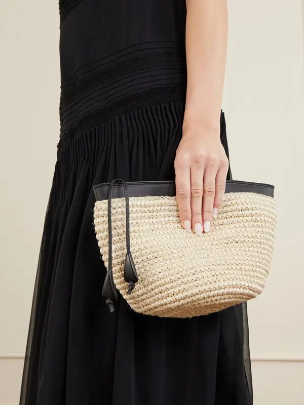HUNTING SEASON Raffia Clutch With Leather Trim