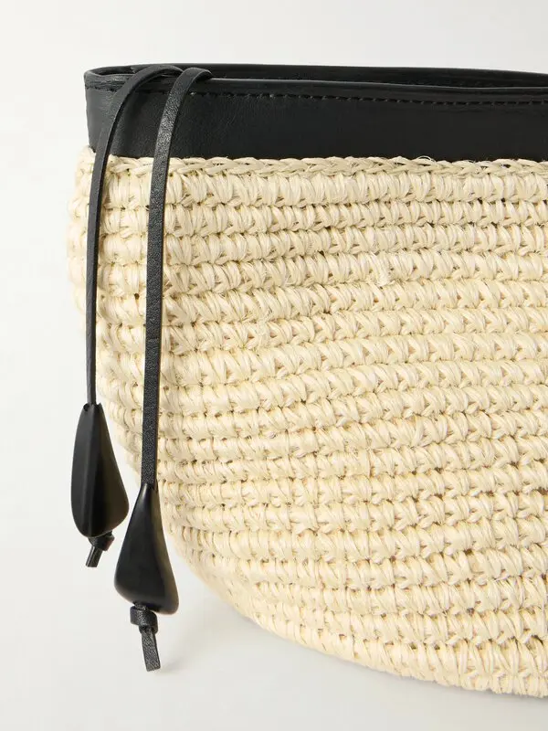 HUNTING SEASON Raffia Clutch With Leather Trim