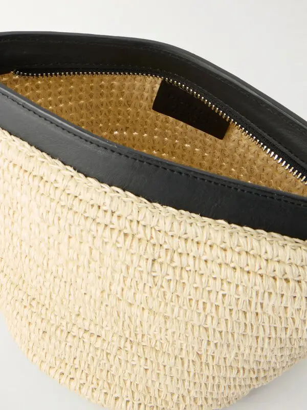 HUNTING SEASON Raffia Clutch With Leather Trim