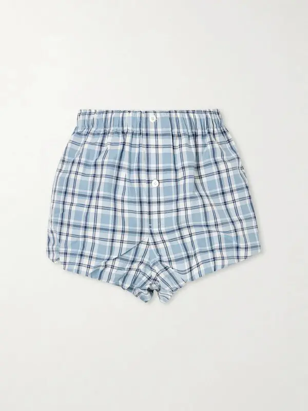 Acne Studios Pebby Checked Cotton Shorts - Blue