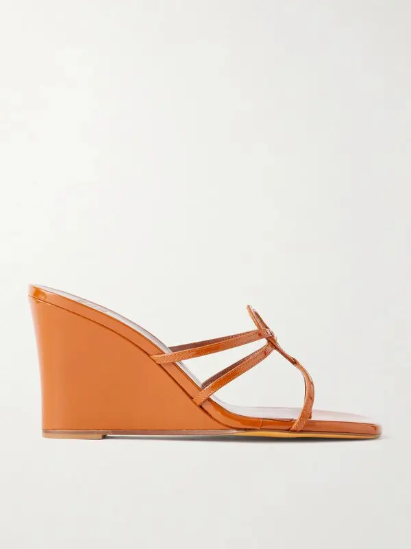 MARYAM NASSIR ZADEH 70 Opera Patent Leather Wedge Sandals - Brown