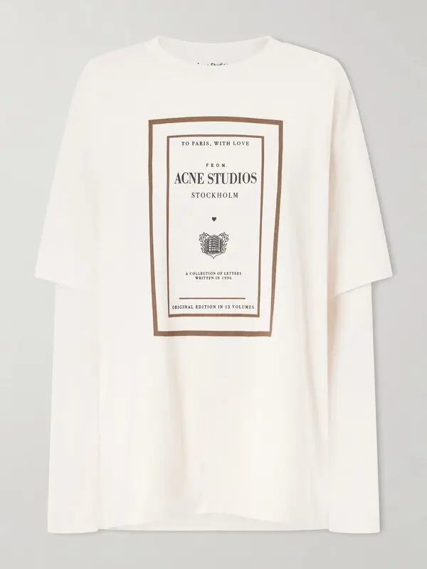 Acne Studios Edra Double Book Cover Printed Cotton-jersey T-shirt - Neutrals