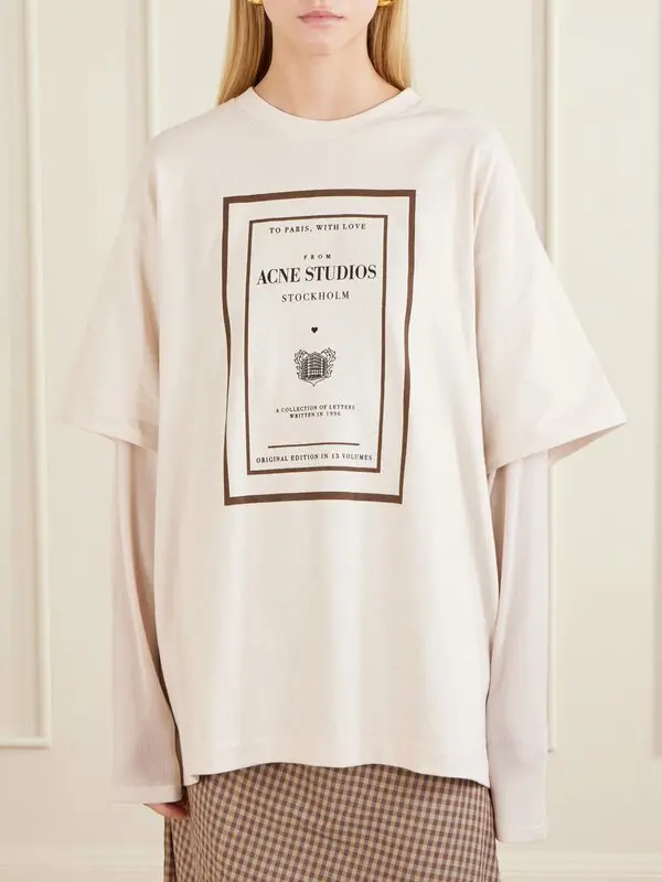 Acne Studios Edra Double Book Cover Printed Cotton-jersey T-shirt - Neutrals