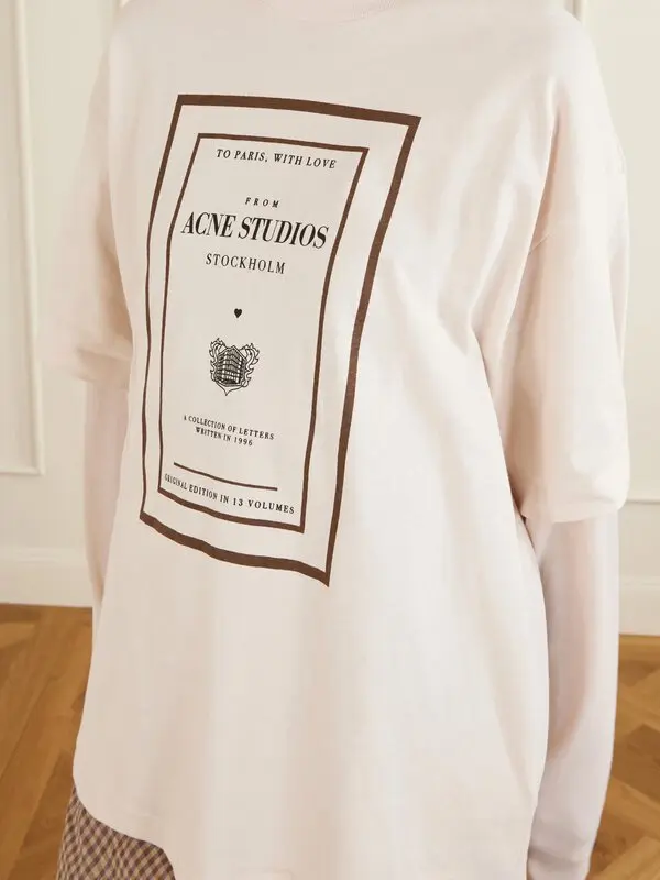 Acne Studios Edra Double Book Cover Printed Cotton-jersey T-shirt - Neutrals