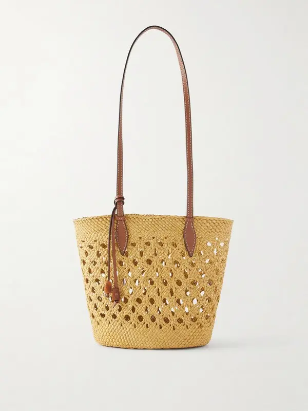 HUNTING SEASON Lattice Basket Raffia Tote - Brown