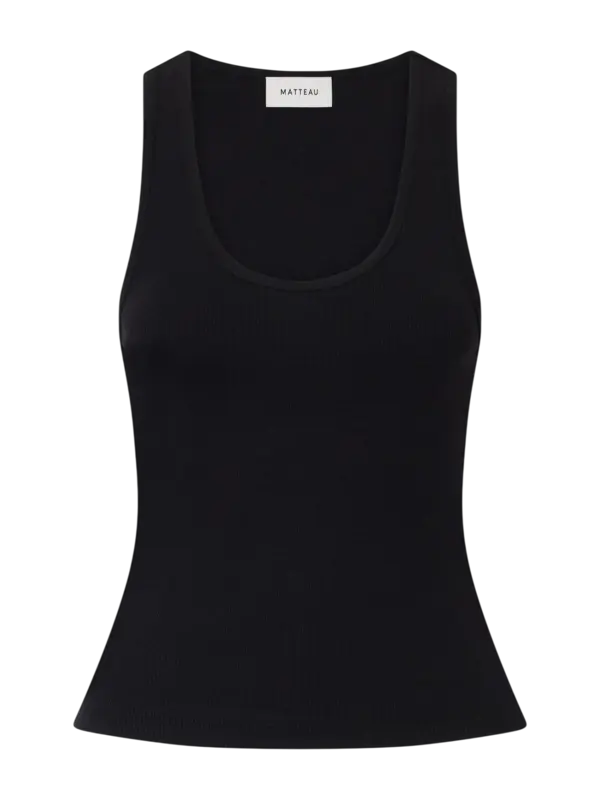 Matteau Organic Cotton Ribbed High Neck Tank - Black