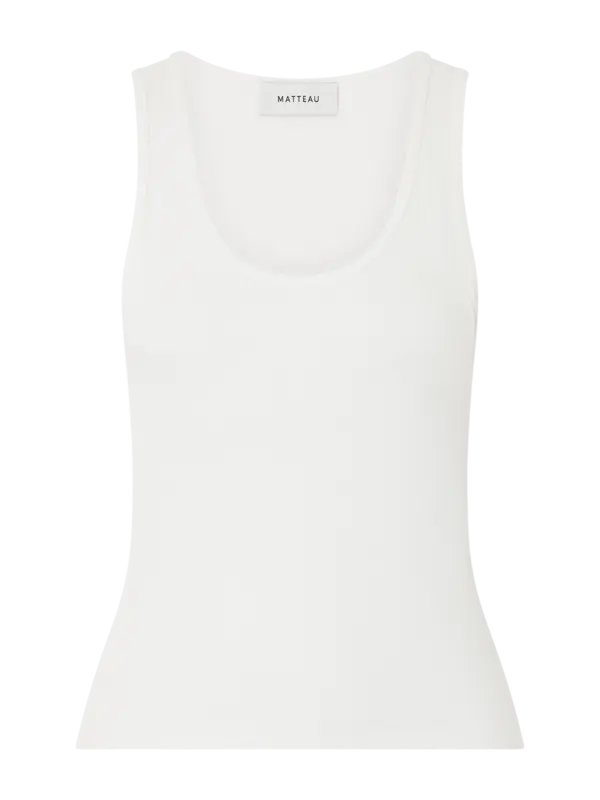 Matteau Ribbed Organic Cotton-blend Jersey Tank - White