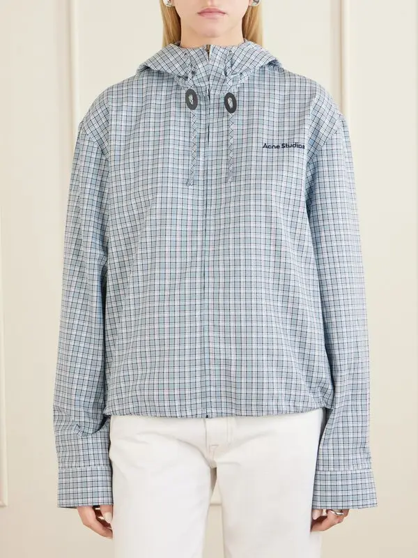 Acne Studios Ofass Logo-embroidered Checked Cotton Jacket - Blue