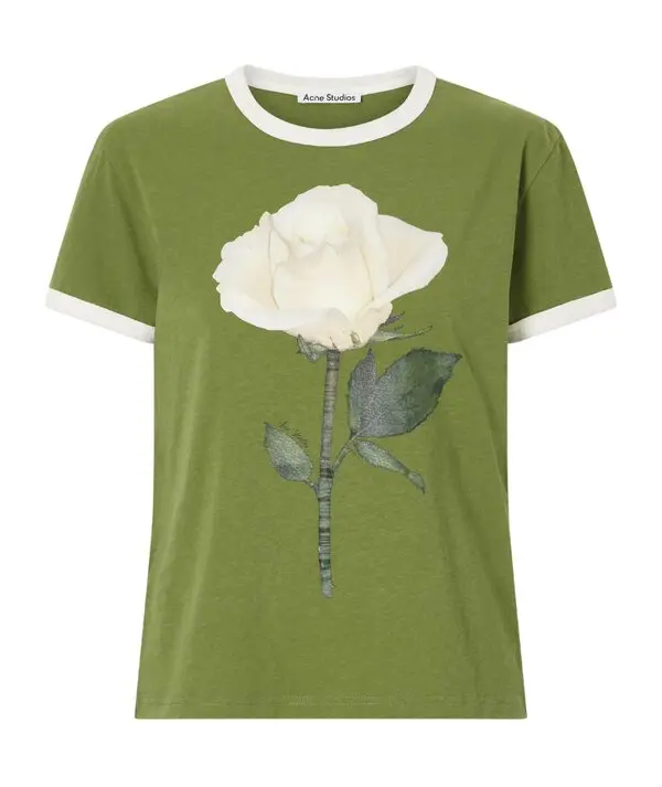 Acne Studios Etza Printed Cotton And Hemp-blend T-shirt - Green