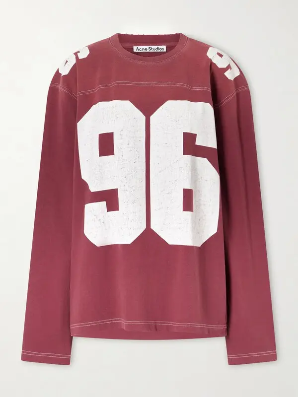 Acne Studios Exfold' Printed Cotton-jersey Sweater - Red
