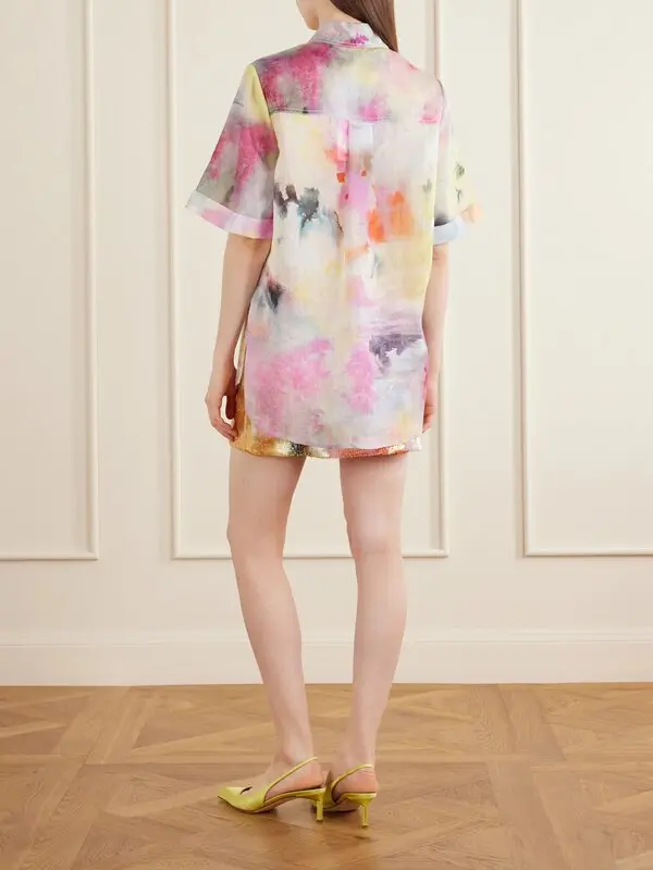 Aje Adina Printed Lyocell-blend Shirt - Pink