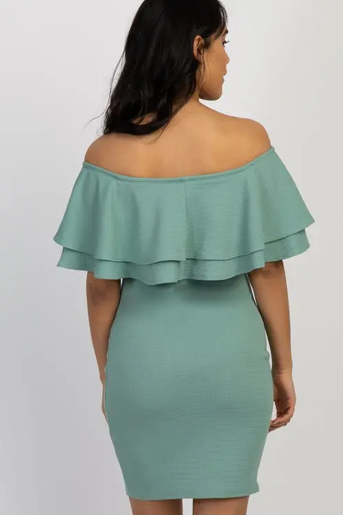 PINKBLUSH Off-shoulder Ruffled Maternity Dress
