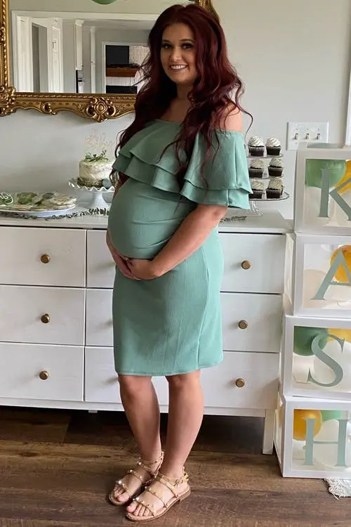 PINKBLUSH Off-shoulder Ruffled Maternity Dress