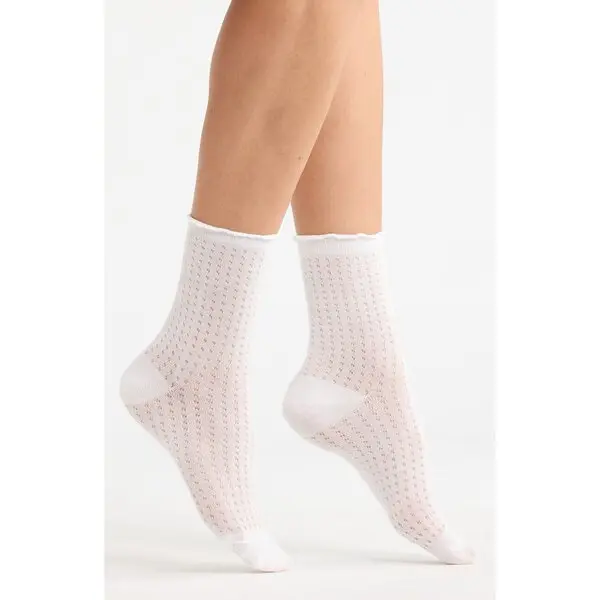 CASA CLARA Regis Lettuce Edge Crew Socks - White