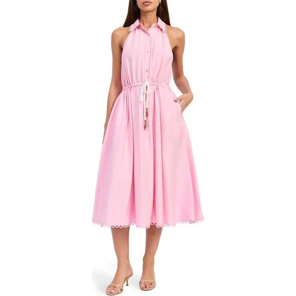 EN SAISON Brynn Belted Sleeveless Midi Dress - Pink