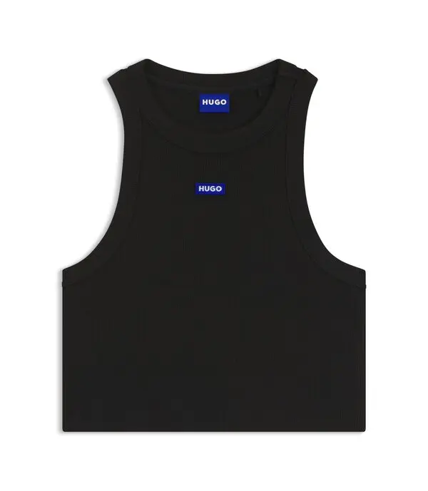 Hugo Cropped Stretch-cotton Tank Top - Black