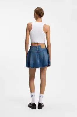 Hugo Ribbed Stretch-cotton Cropped Tank Top With Logo Detail