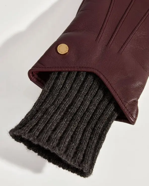 Strathberry Grange Gloves In Leather With Cashmere Blend Cuff