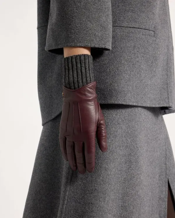 Strathberry Grange Gloves In Leather With Cashmere Blend Cuff