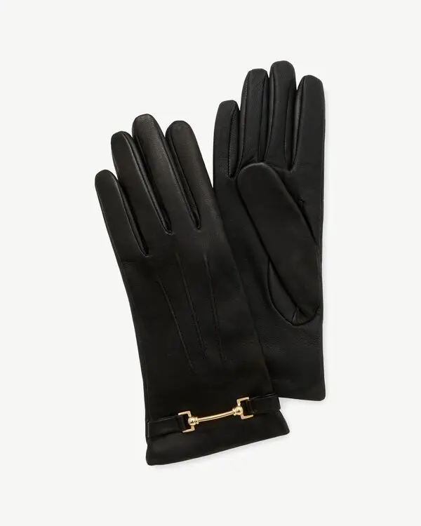 Strathberry Stockbridge Gloves With Gold Tone Detail - Black