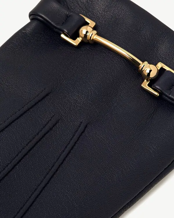 Strathberry Stockbridge Gloves With Gold Tone Detail - Blue