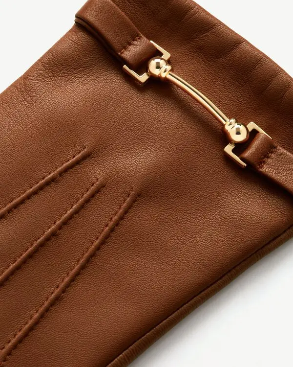 Strathberry Stockbridge Gloves With Gold Tone Detail - Brown