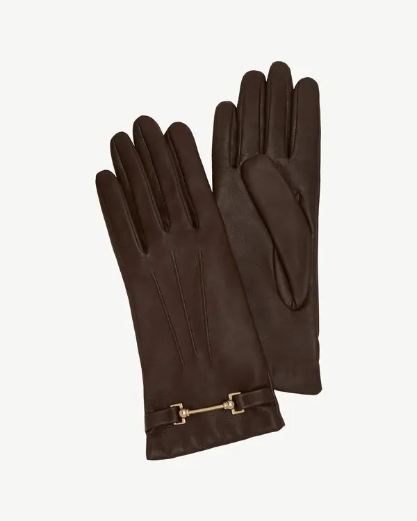 Strathberry Stockbridge Gloves With Gold Tone Detail - Brown