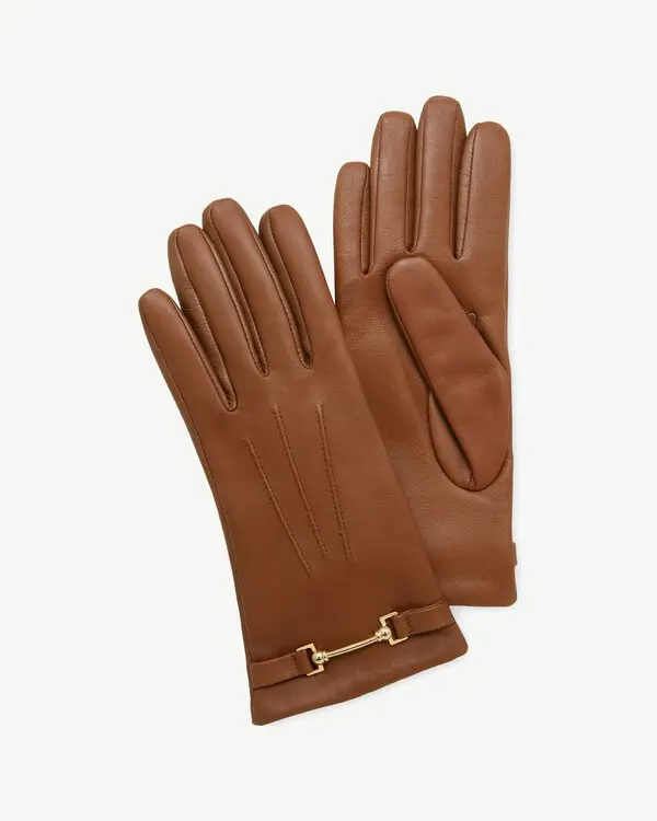 Strathberry Stockbridge Gloves With Gold Tone Detail - Brown
