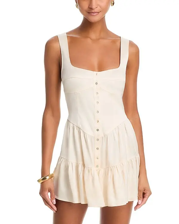 RUMORED Sunwashed Button-front Romper - Ivory