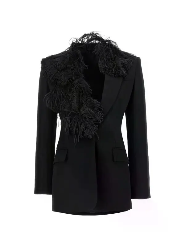 Attico Feather-trim Single-breasted Blazer