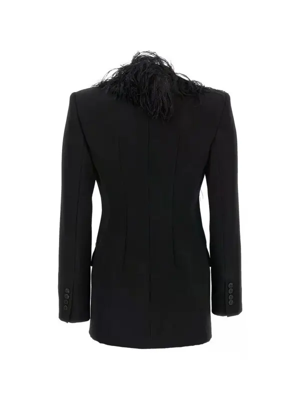 Attico Feather-trim Single-breasted Blazer
