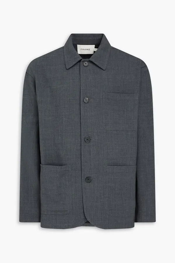 FRAME Wool-blend Shirt Jacket - Dark Gray
