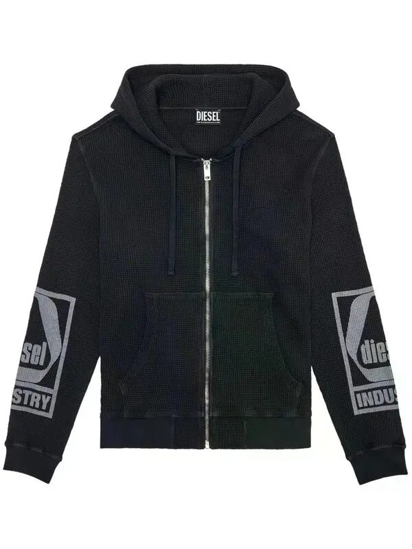 DIESEL® Waffle-knit Zip-up Hoodie