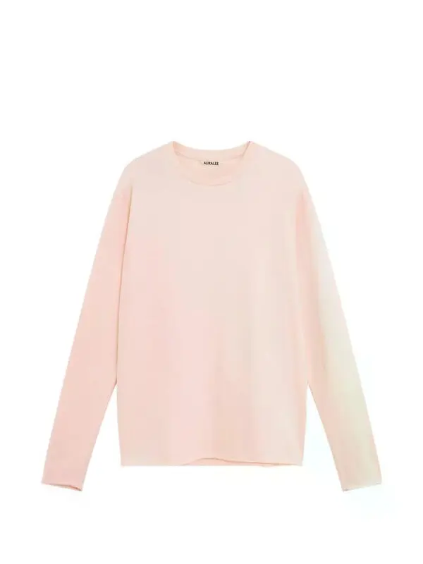 Auralee Long-sleeve Raw-edge T-shirt - Pink