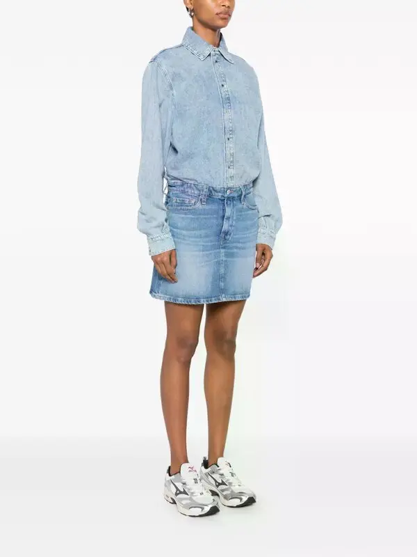 7 For All Mankind Faded Effect Long Sleeve Dress