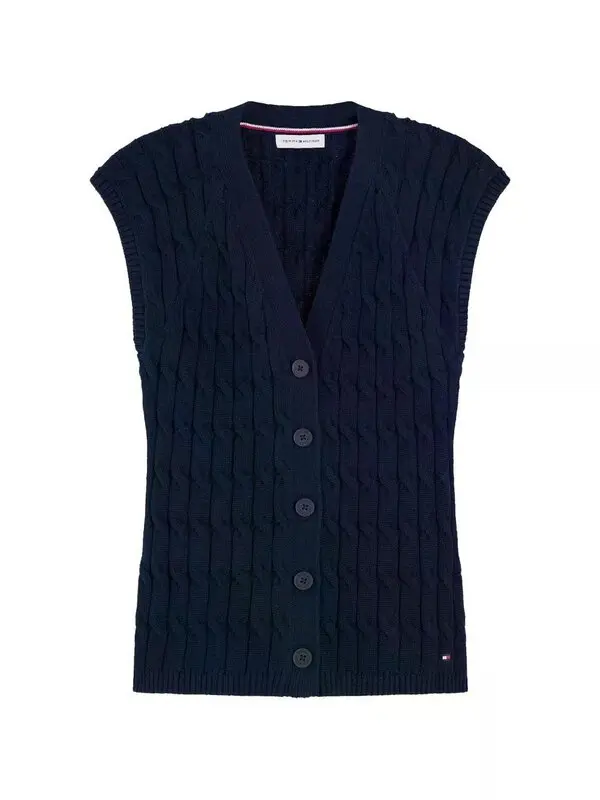Tommy Hilfiger Sleeveless Cable-knit Cardigan - Blue