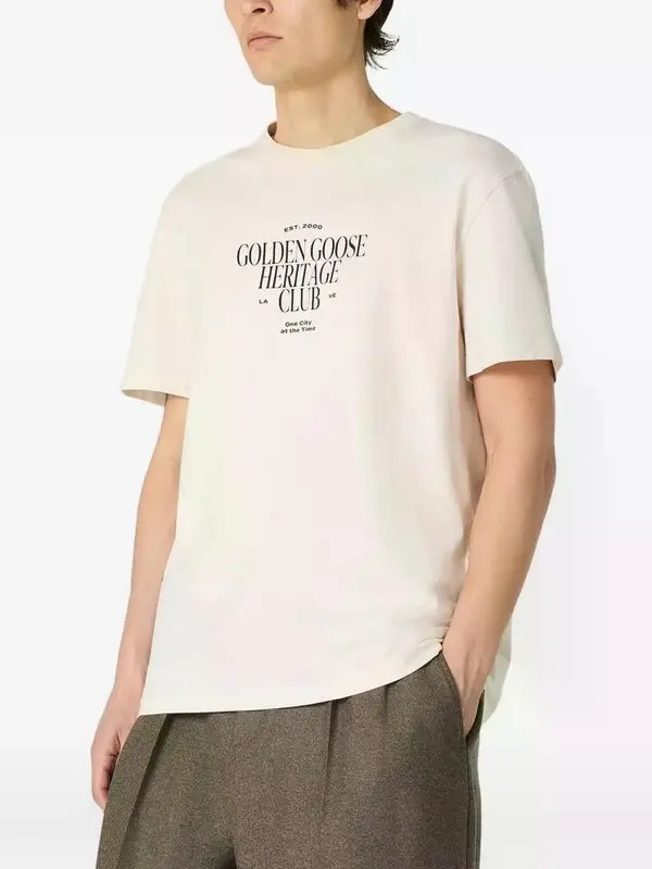 GOLDEN GOOSE Cotton T-shirt With Print And Logo - White