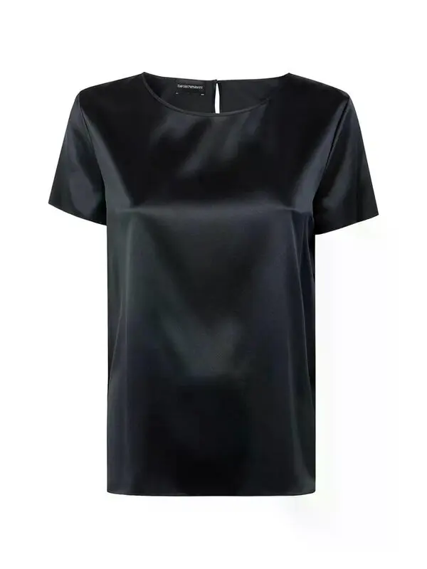 Emporio Armani Short Sleeve Satin Top - Black