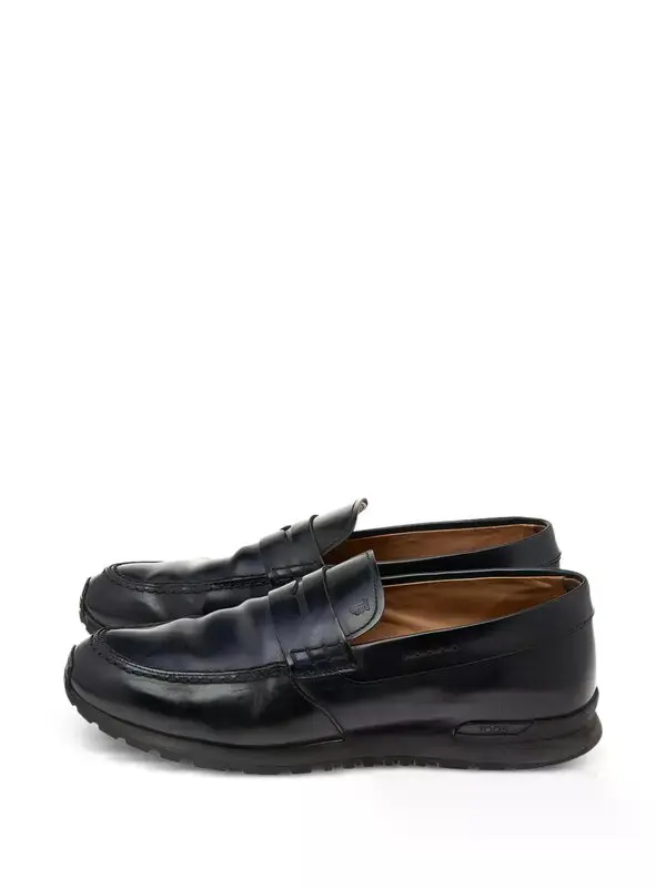 TOD'S Penny Keeper Leather Loafers - Black