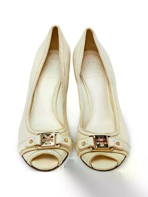 Tory Burch Logo-plaque Peep-toe Pumps