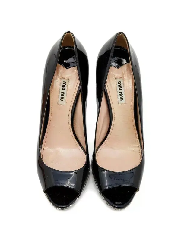 Miu Miu Glitter Peep-toe Pumps