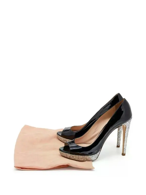 Miu Miu Glitter Peep-toe Pumps