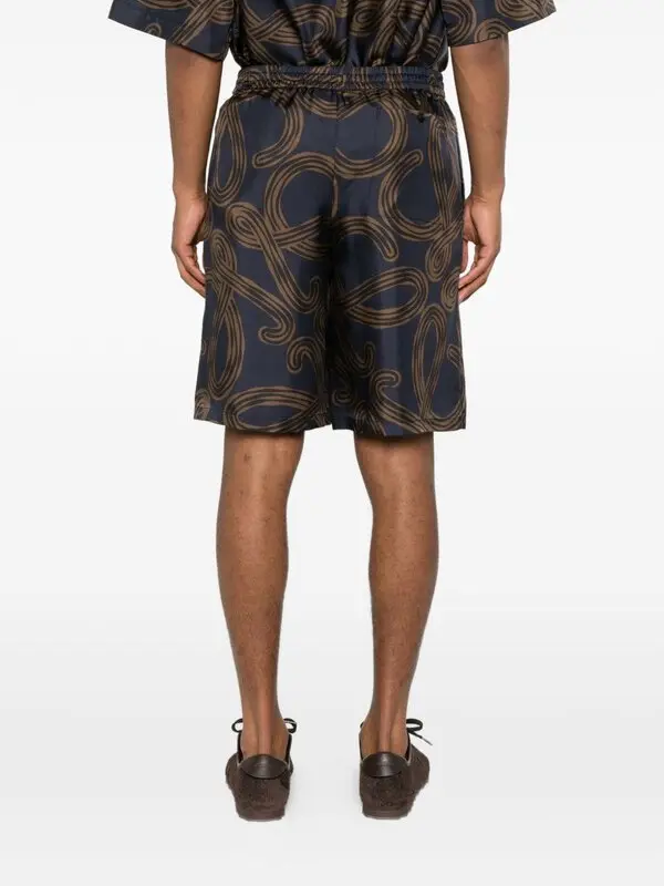 Loewe Printed Silk Wide Leg Shorts