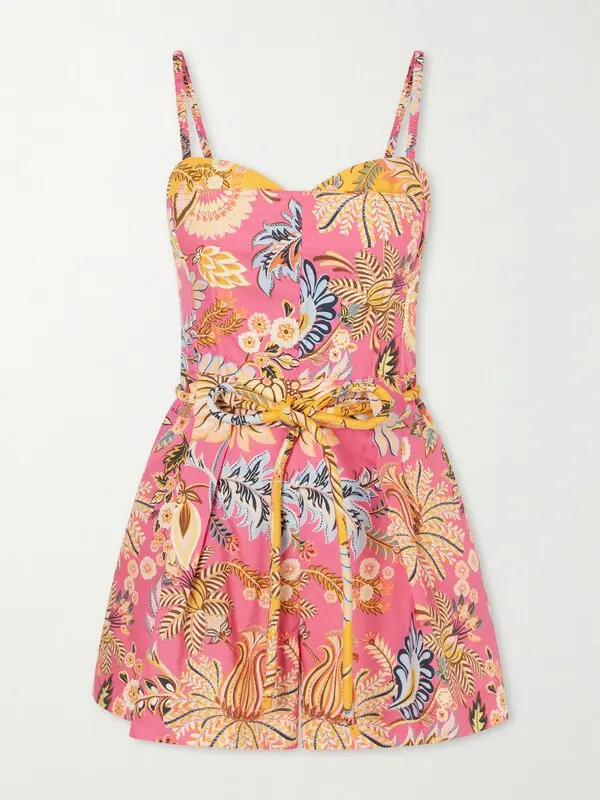 Farm Rio Ligia Floral-print Cotton Jumpsuit - Pink
